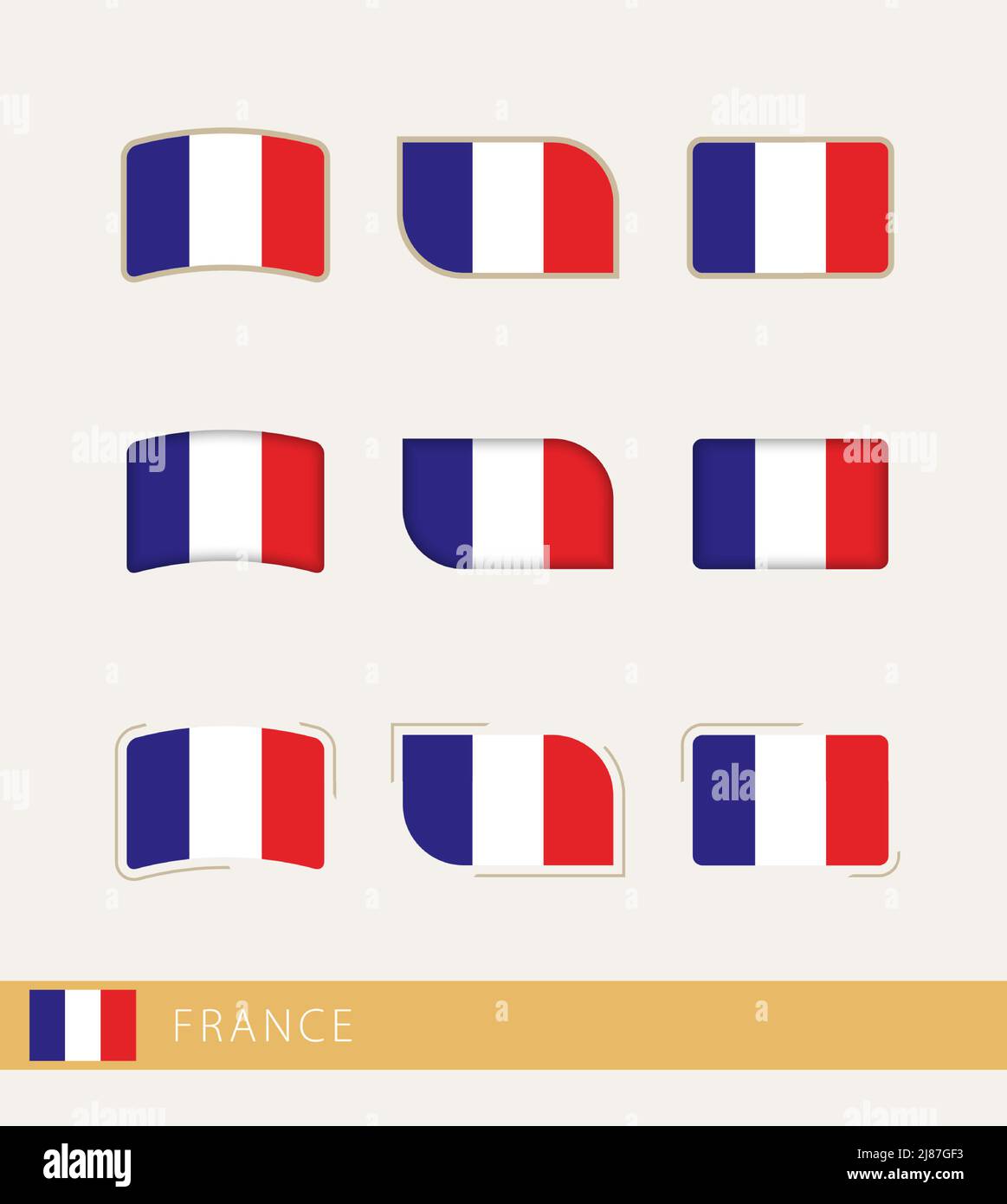 Drapeaux vectoriels de France, collection de drapeaux de France. Icône ...
