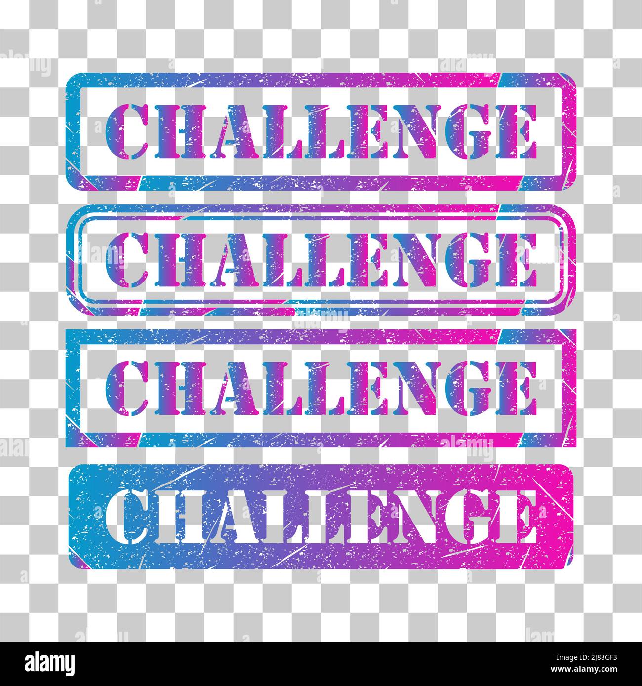 Jeu de symboles de tampon de défi, étiquette autocollant bouton de ...