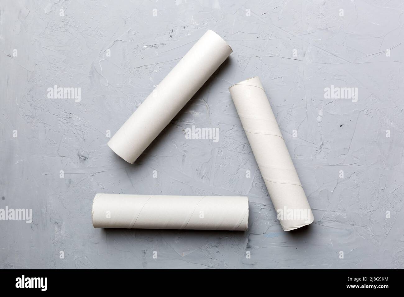 Rouleau de papier toilette vide sur fond coloré. Tube en papier ...
