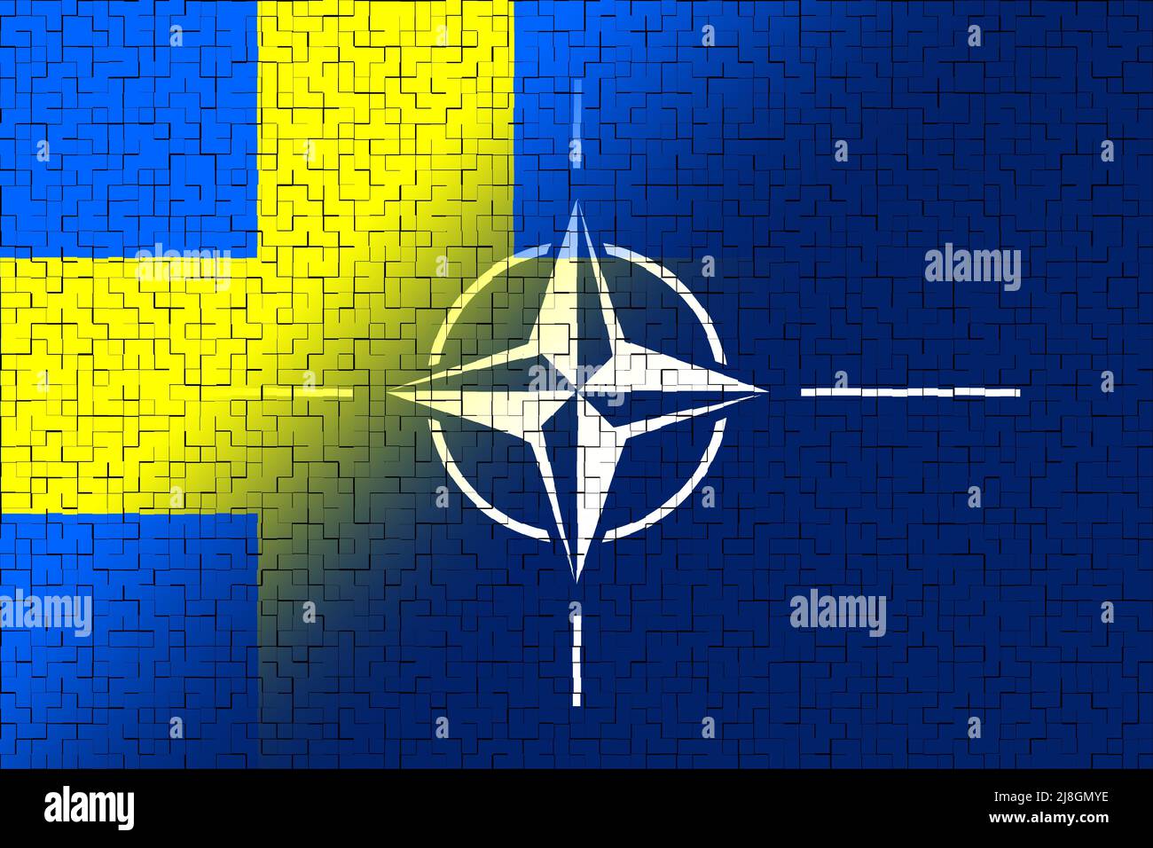 OTAN-OTAN. Suède. Drapeau de l'OTAN. Drapeau suédois. Drapeau portant ...