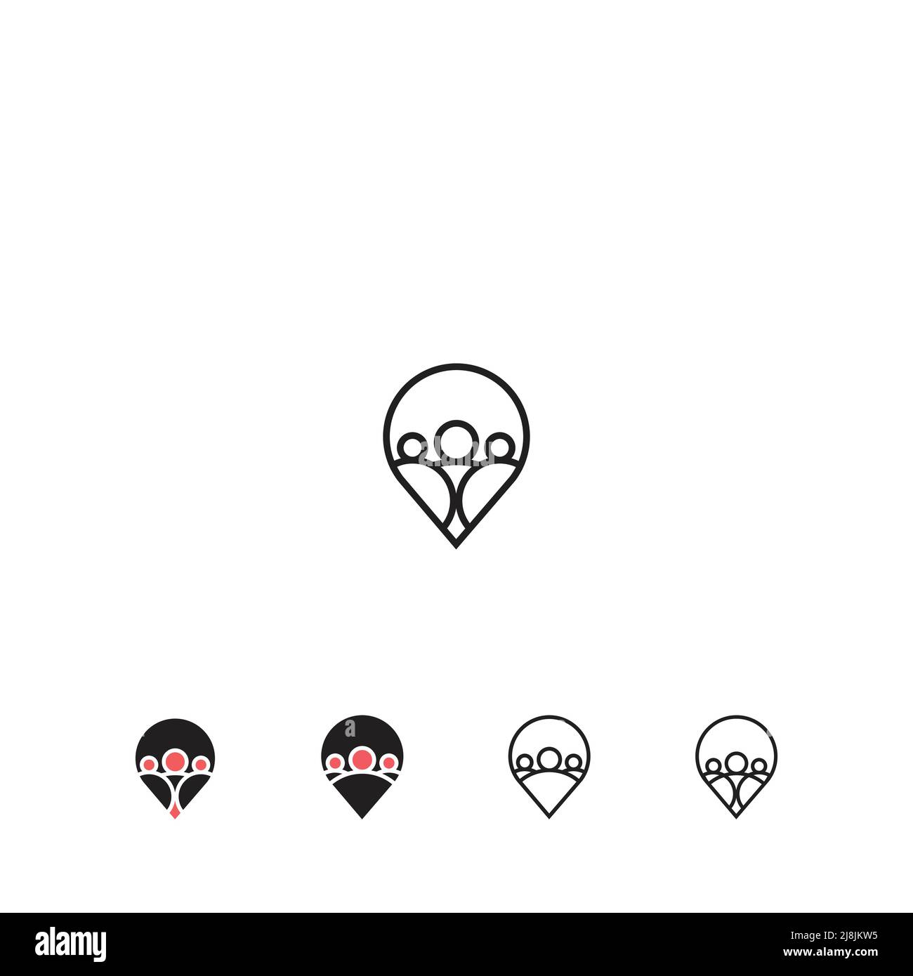 Icône d'emplacement du groupe de personnes. Rassembler les gens. Placer ...