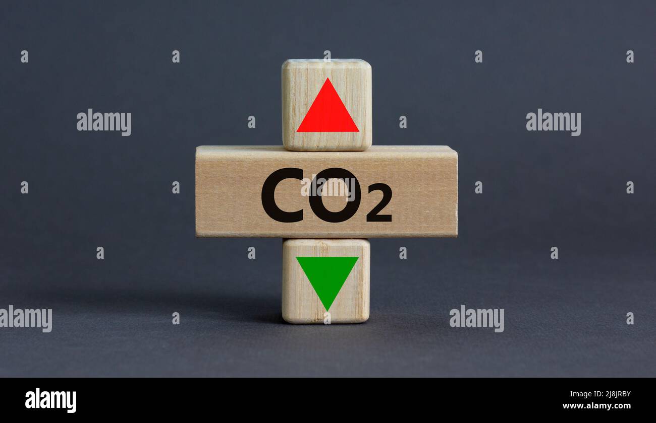 CO2 change de symbole. Le mot concept CO2 sur un bloc de bois sur un ...