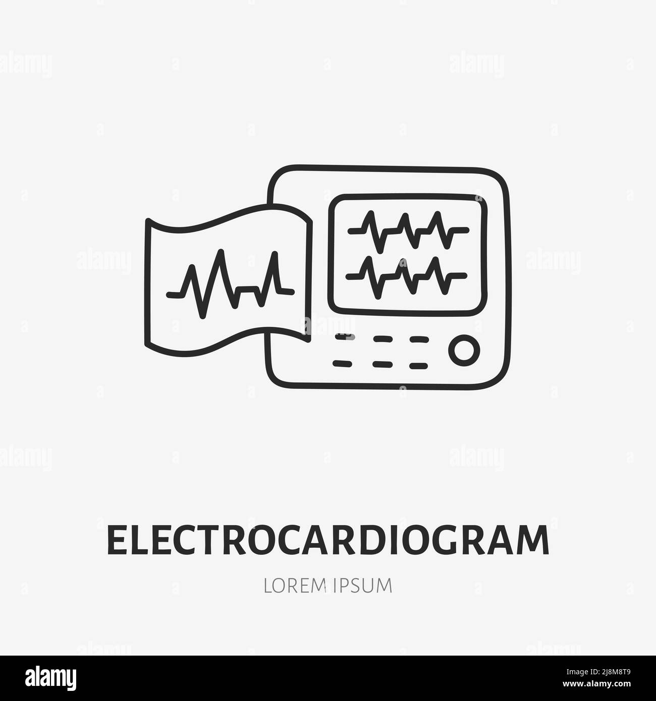 Icône de la ligne de l'électrocardiogramme. Illustration vectorielle ...