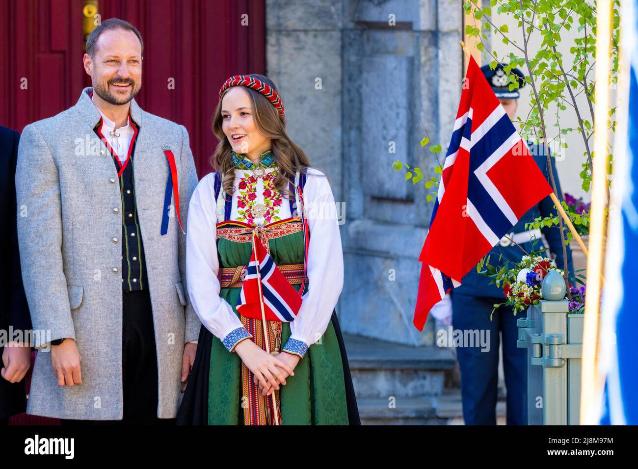Le prince héritier Haakon avec la princesse Ingrid Alexandra lors des ...