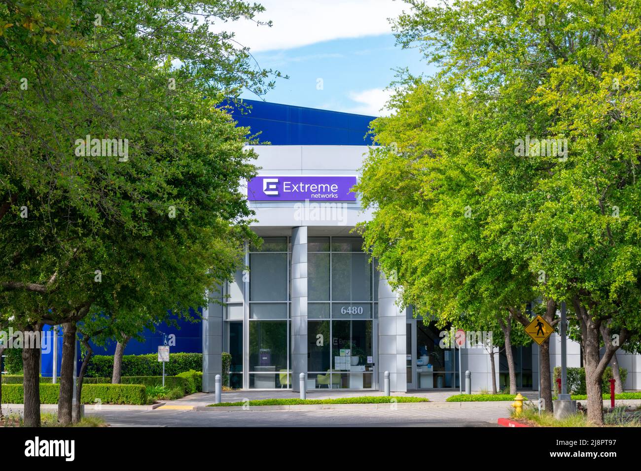 Logo Extreme Networks, signe à leur siège social dans la Silicon Valley ...