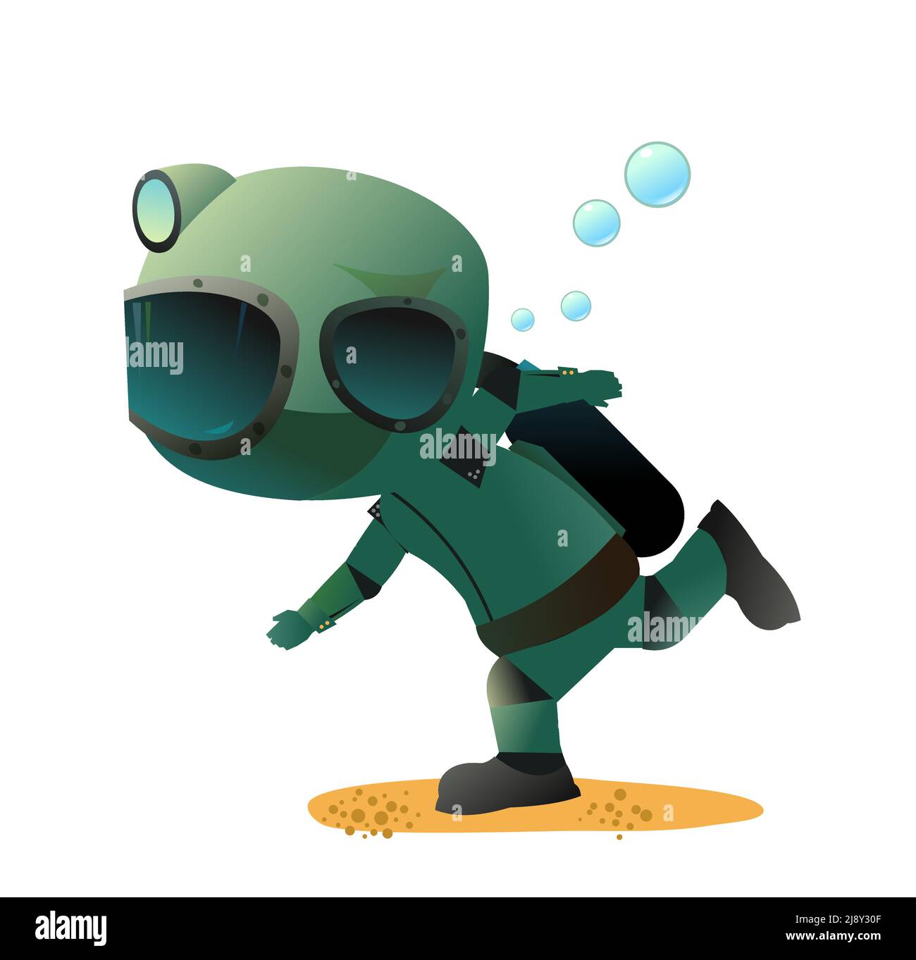 Cartoon deep sea diver illustration Banque d'images vectorielles - Alamy