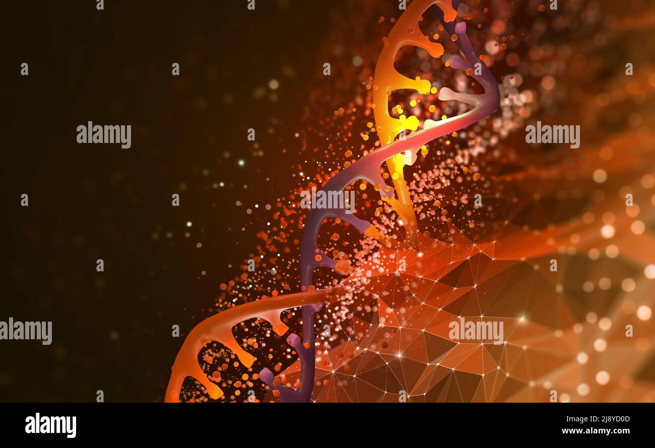 Illustration de DNA Helix 3D. Mutations sous microscope. Décodage du ...