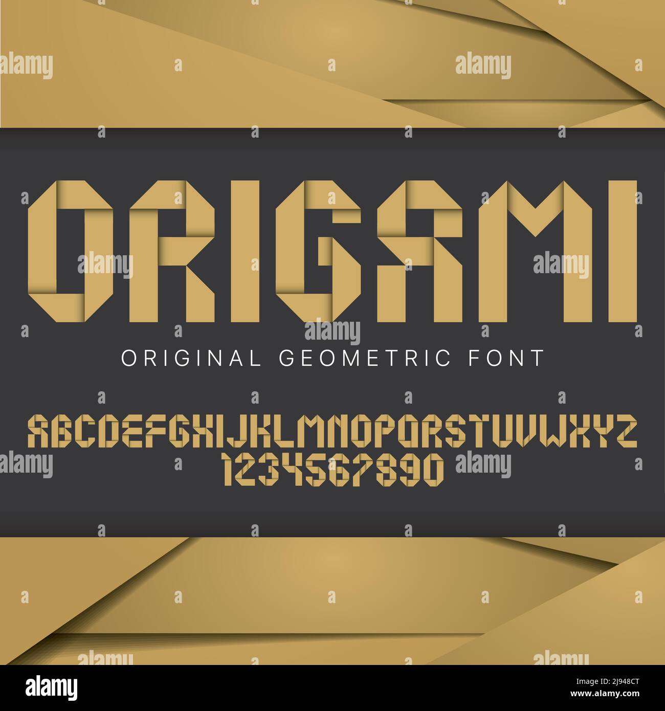 Affiche de police géométrique origami avec illustration vectorielle de ...