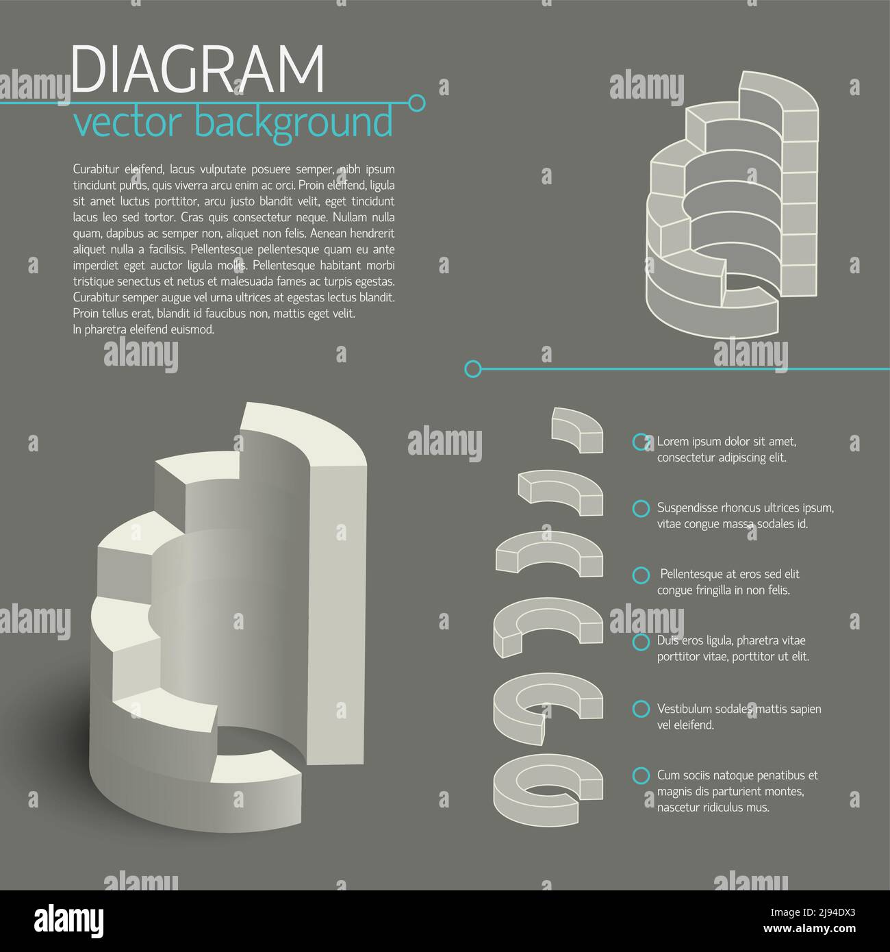 Infographie de schéma commercial gris avec éléments ou éléments isolés ...