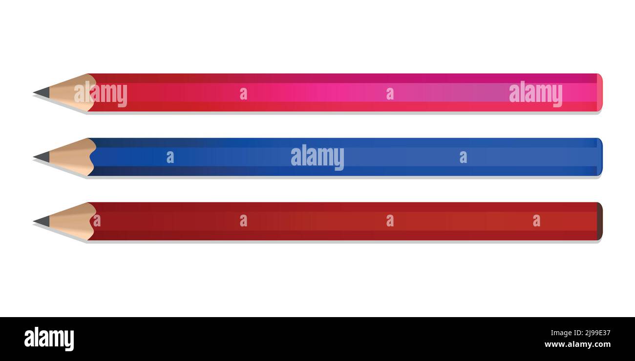 Crayon de couleur réaliste en bois avec gomme en caoutchouc. Crayons ...