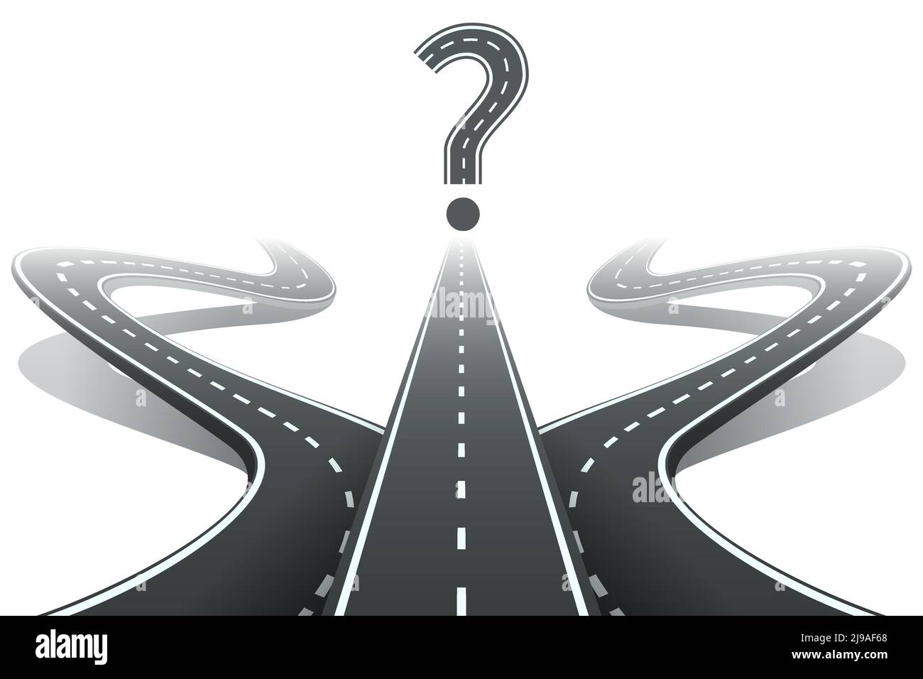 Trois routes et point d'interrogation. Choisir le bon chemin. Symbole ...