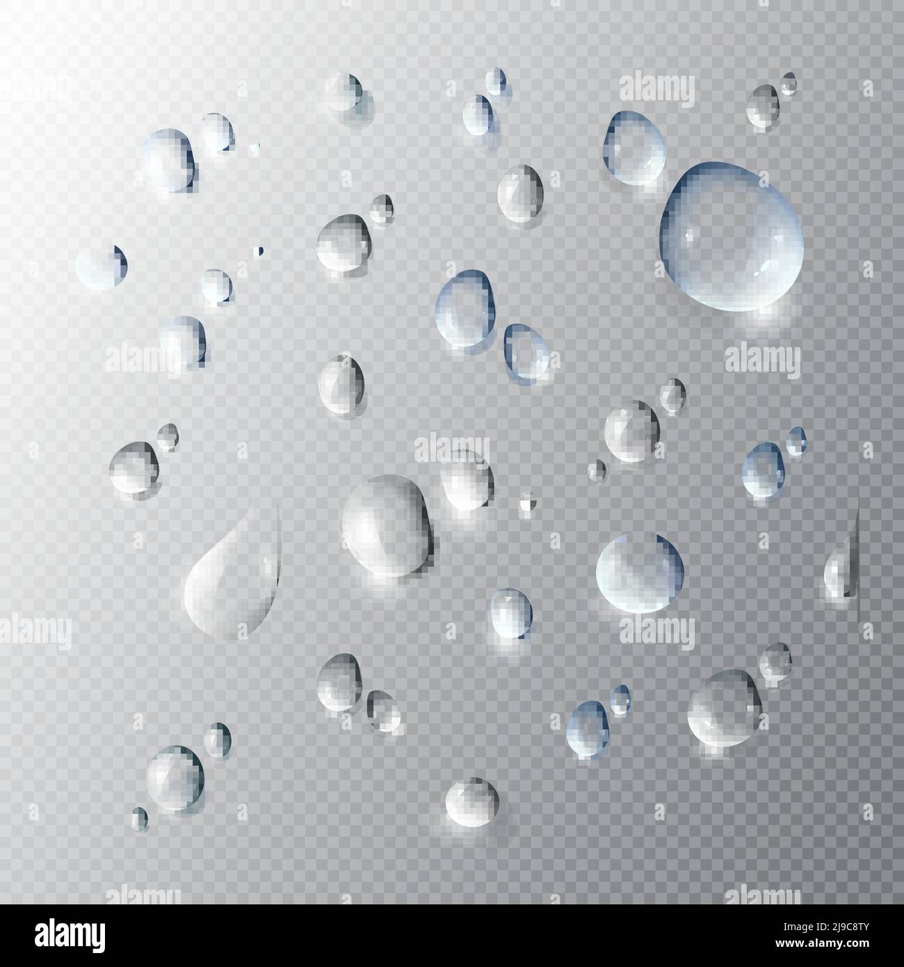 Collection réaliste de gouttes d'eau pure de formes et formes ...