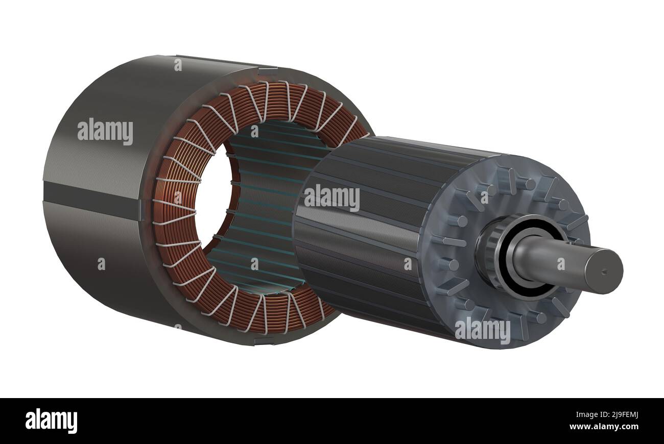 Présentation de la vue éclatée du stator et du rotor utilisée sur le ...