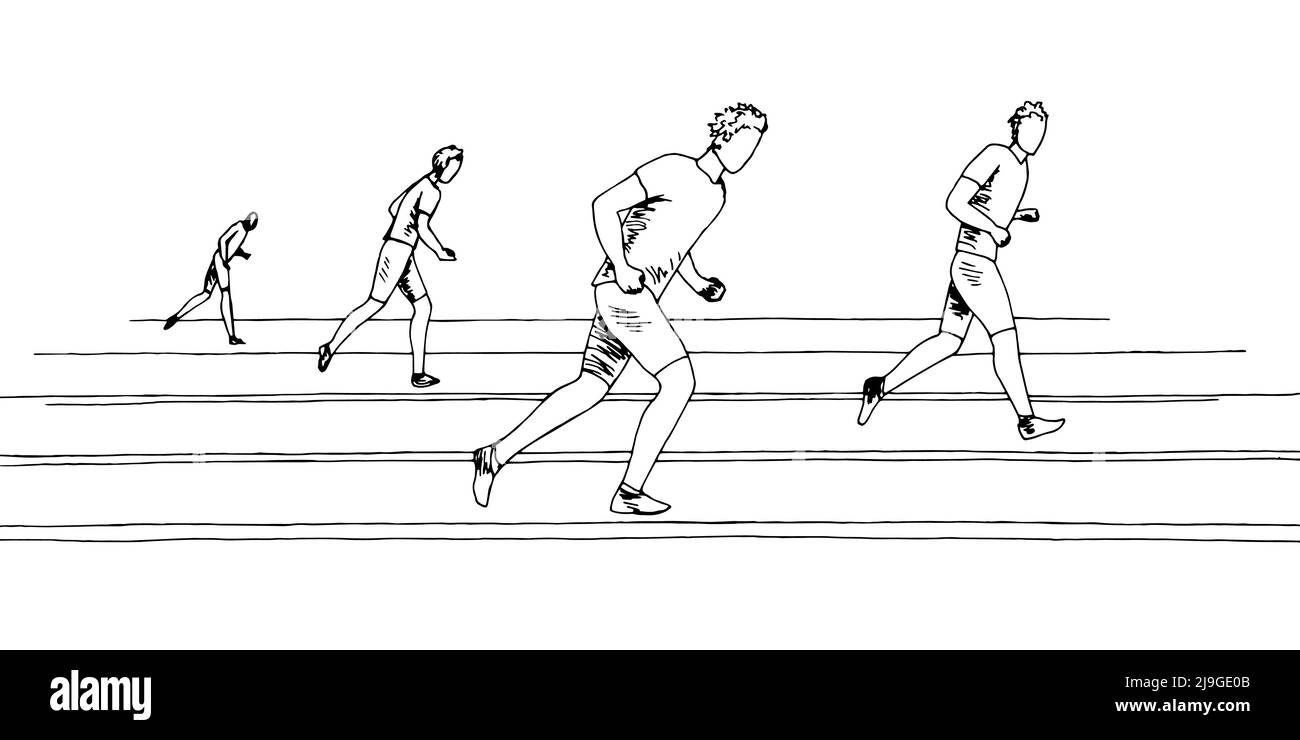 Graphique de compétition de course à pied noir blanc dessin ...