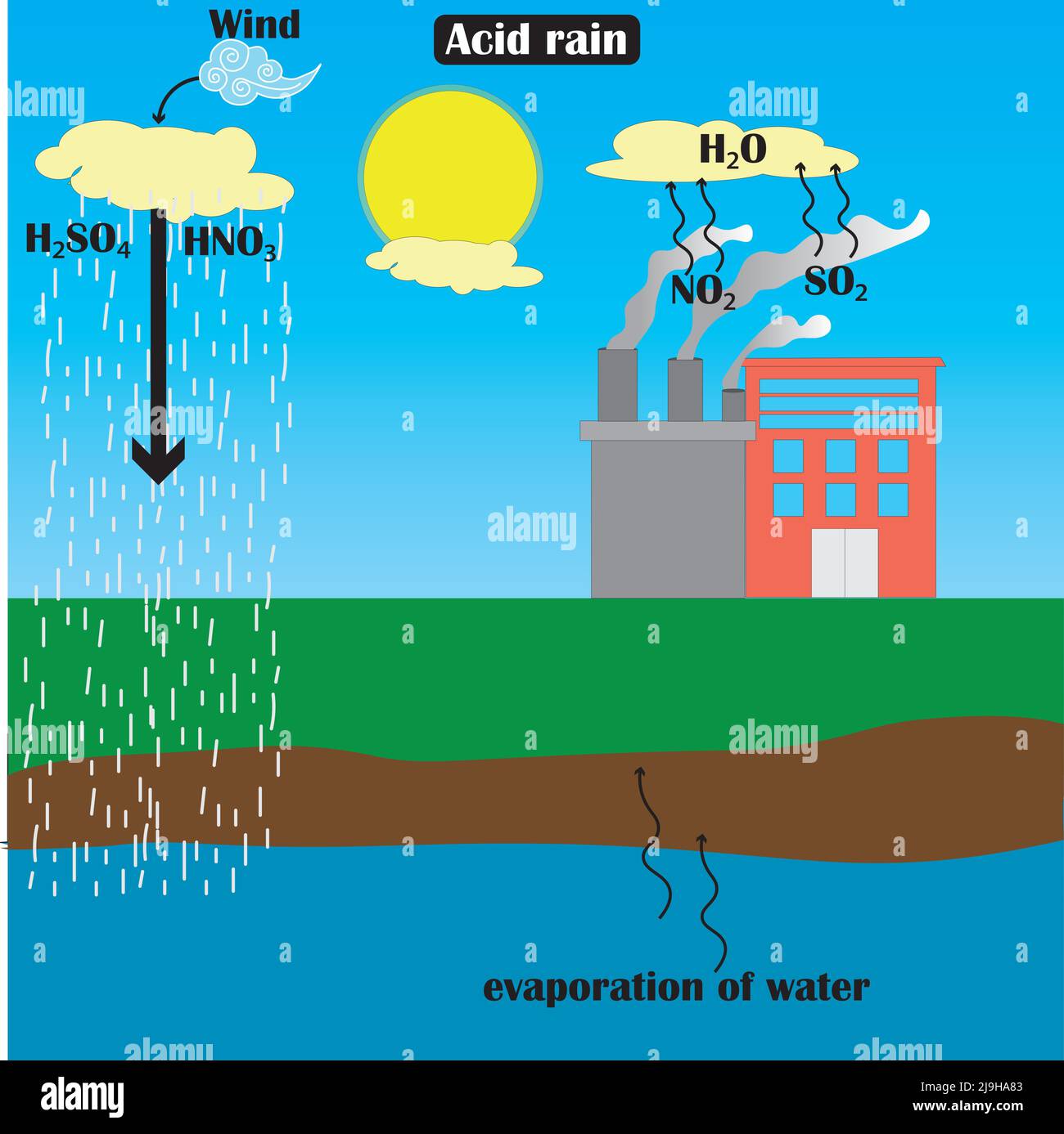 Acid rain pathway illustration Banque d'images vectorielles - Alamy
