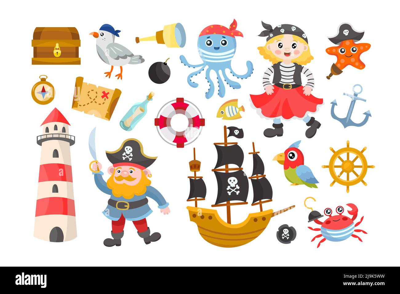 Ensemble d'illustrations vectorielles plates différentes pour enfants ...