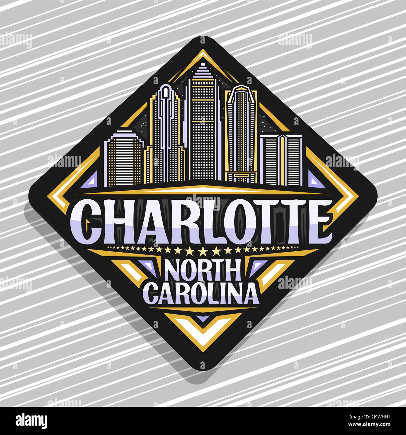 Logo Vector pour Charlotte, panneau noir de la route du losange avec ...
