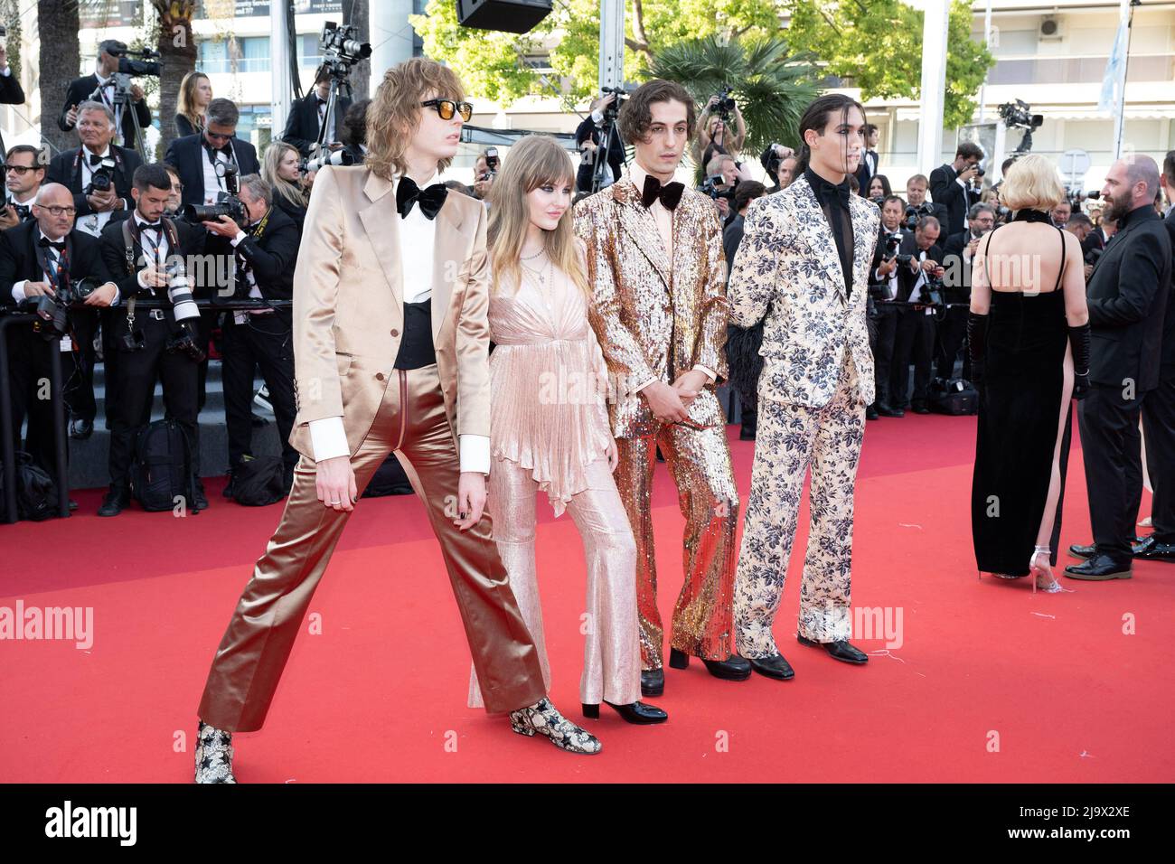 Thomas Raggi, Victoria de Angelis, , Damiano David et Ethan Torchio de Maneskin assistent à la ...