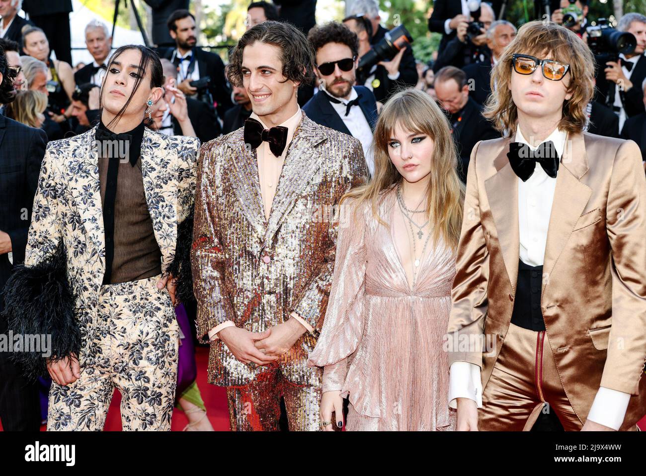 CANNES - MAI 25: Maneskin : Thomas Raggi, Victoria de Angelis, Damiano David et Ethan Torchio ...