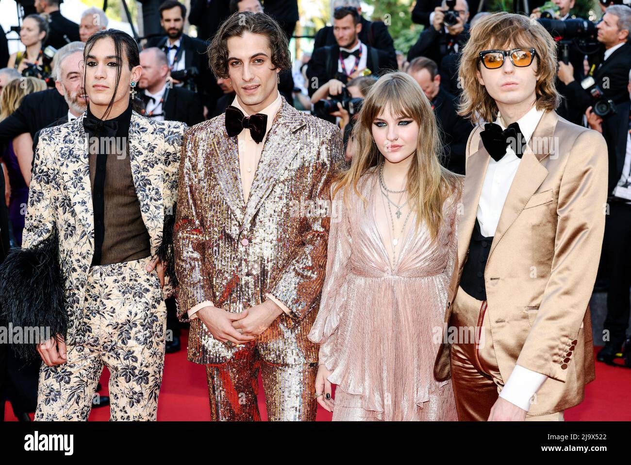 CANNES - MAI 25: Maneskin : Thomas Raggi, Victoria de Angelis, Damiano David et Ethan Torchio ...
