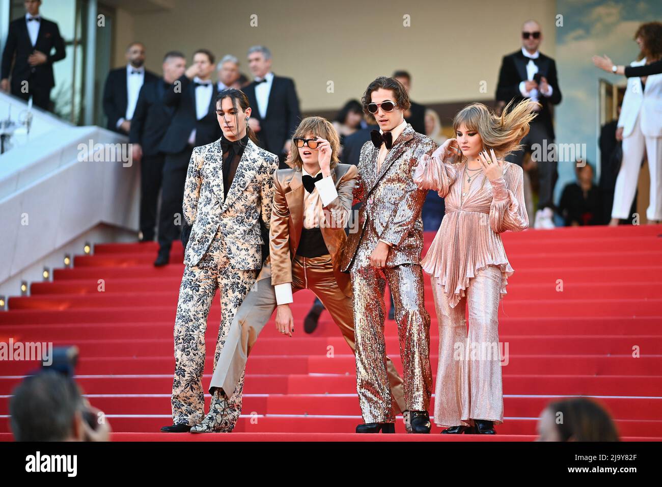 Ethan Torchio, Thomas Raggi, Damiano David et Victoria de Angelis assistent à la projection d ...