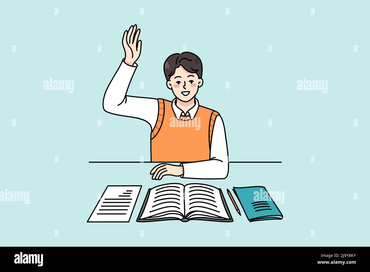 Lever la main en classe Banque d'images vectorielles - Alamy