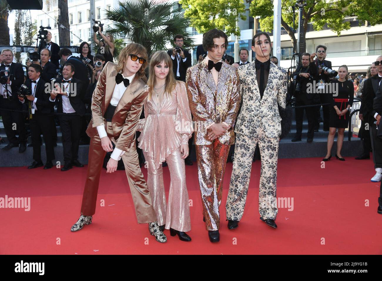 Thomas Raggi , Victoria de Angelis , Damiano David , Ethan Torchio 75th Festival de Cannes Red ...
