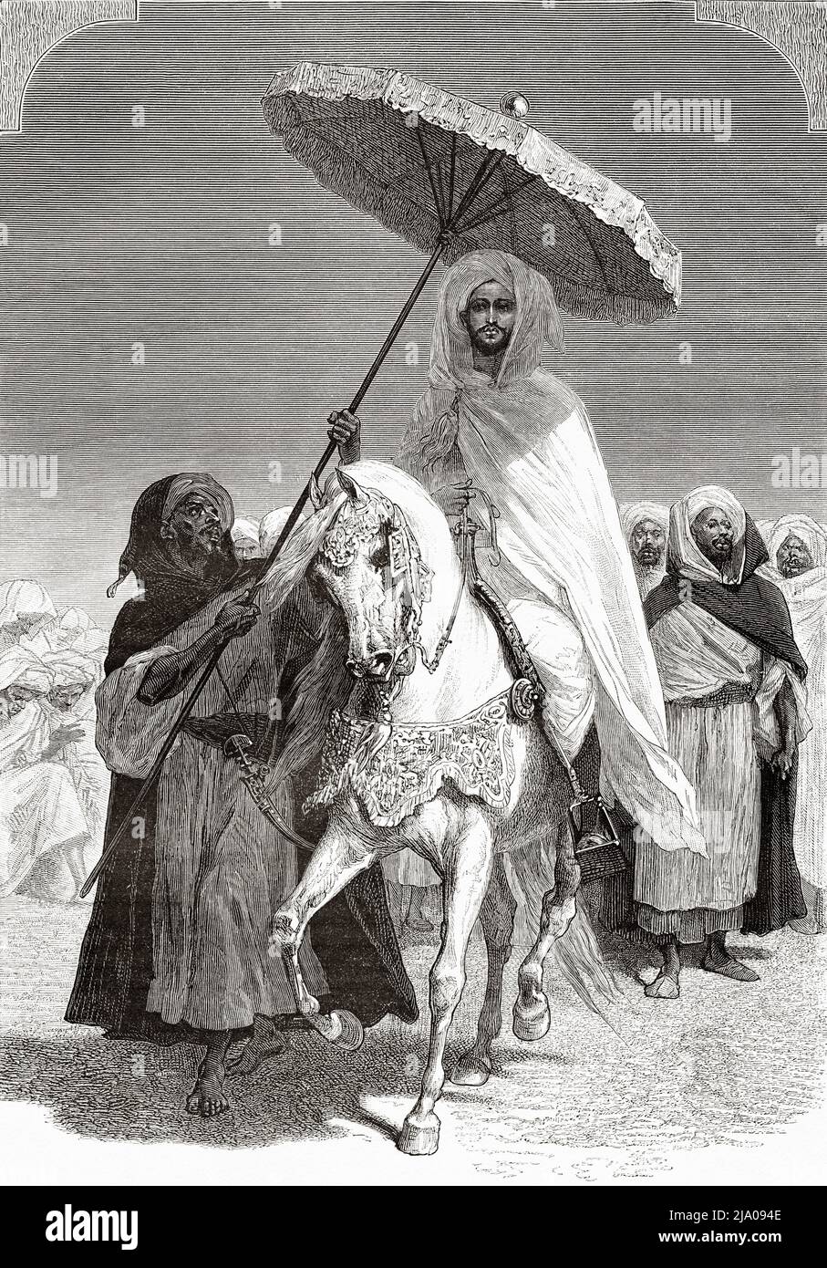 Le Sultan du Maroc à cheval. Hassan I du Maroc (Fès, 1836 - Tadla 1894 ...