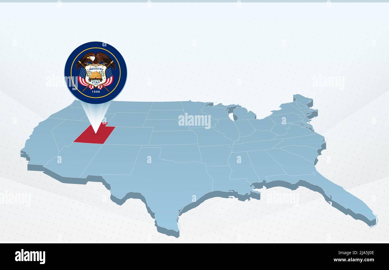 Carte de l'État de l'Utah sur la carte des États-Unis d'Amérique en ...
