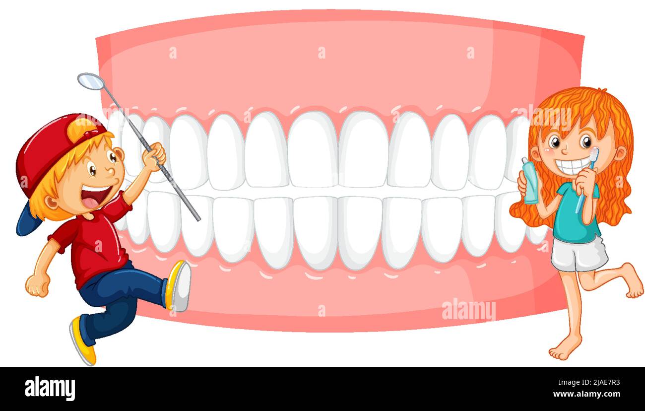 Illustration des dents de brossage des personnages de dessin animé pour ...