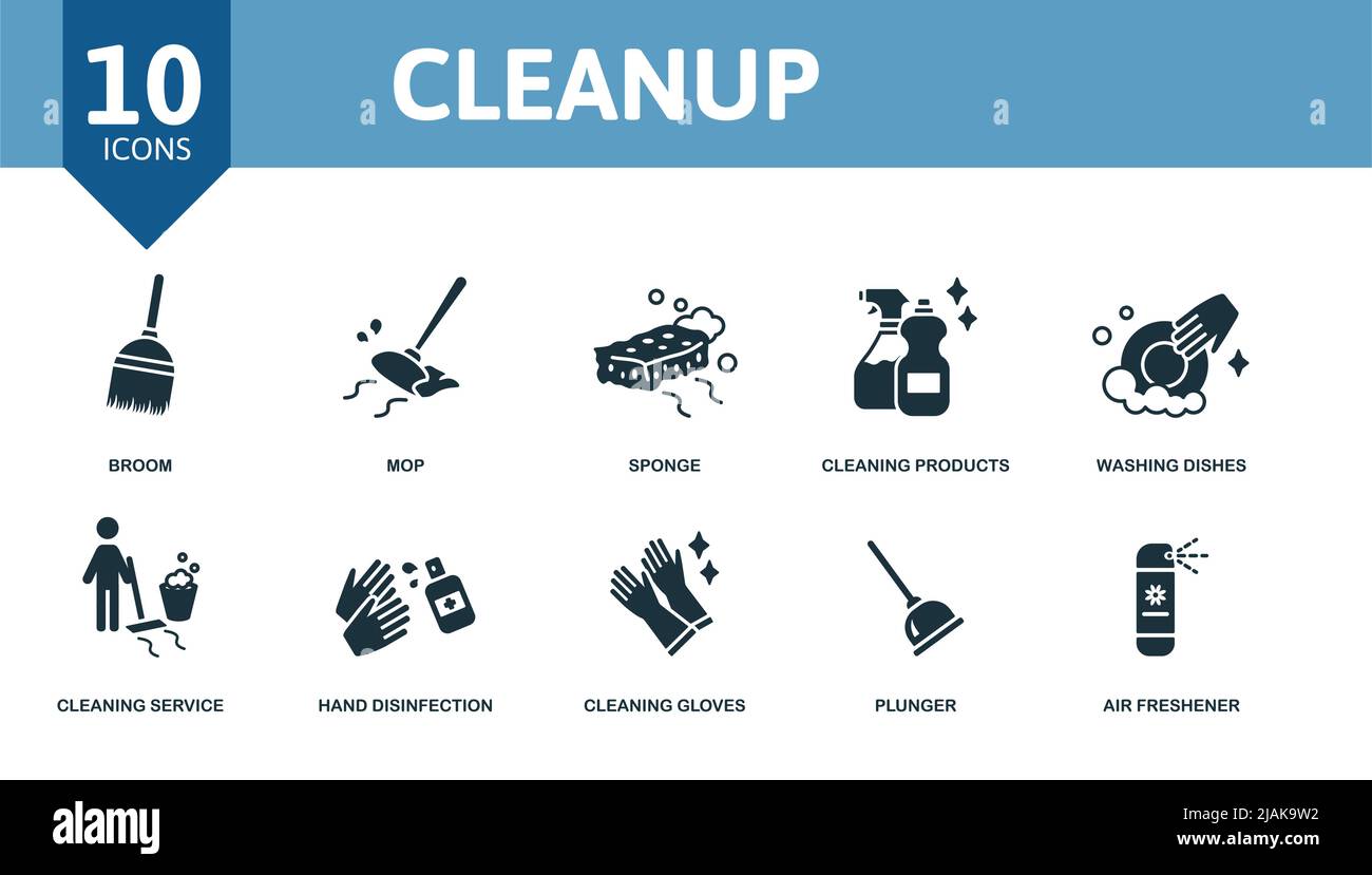 Icône nettoyer ensemble. Icônes modifiables thème de nettoyage tel que ...
