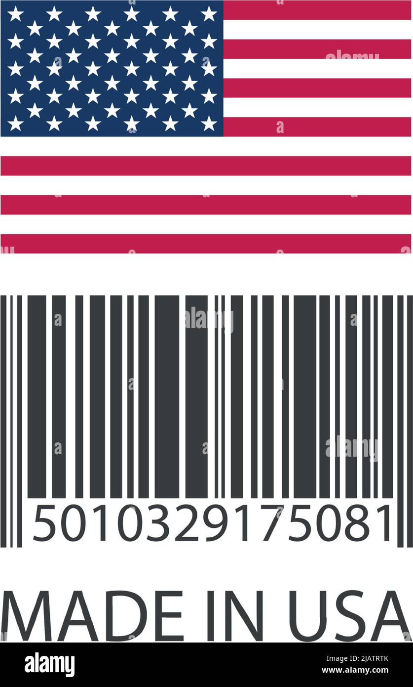 Code-barres avec numéros fabriqués aux Etats-Unis - illustration ...