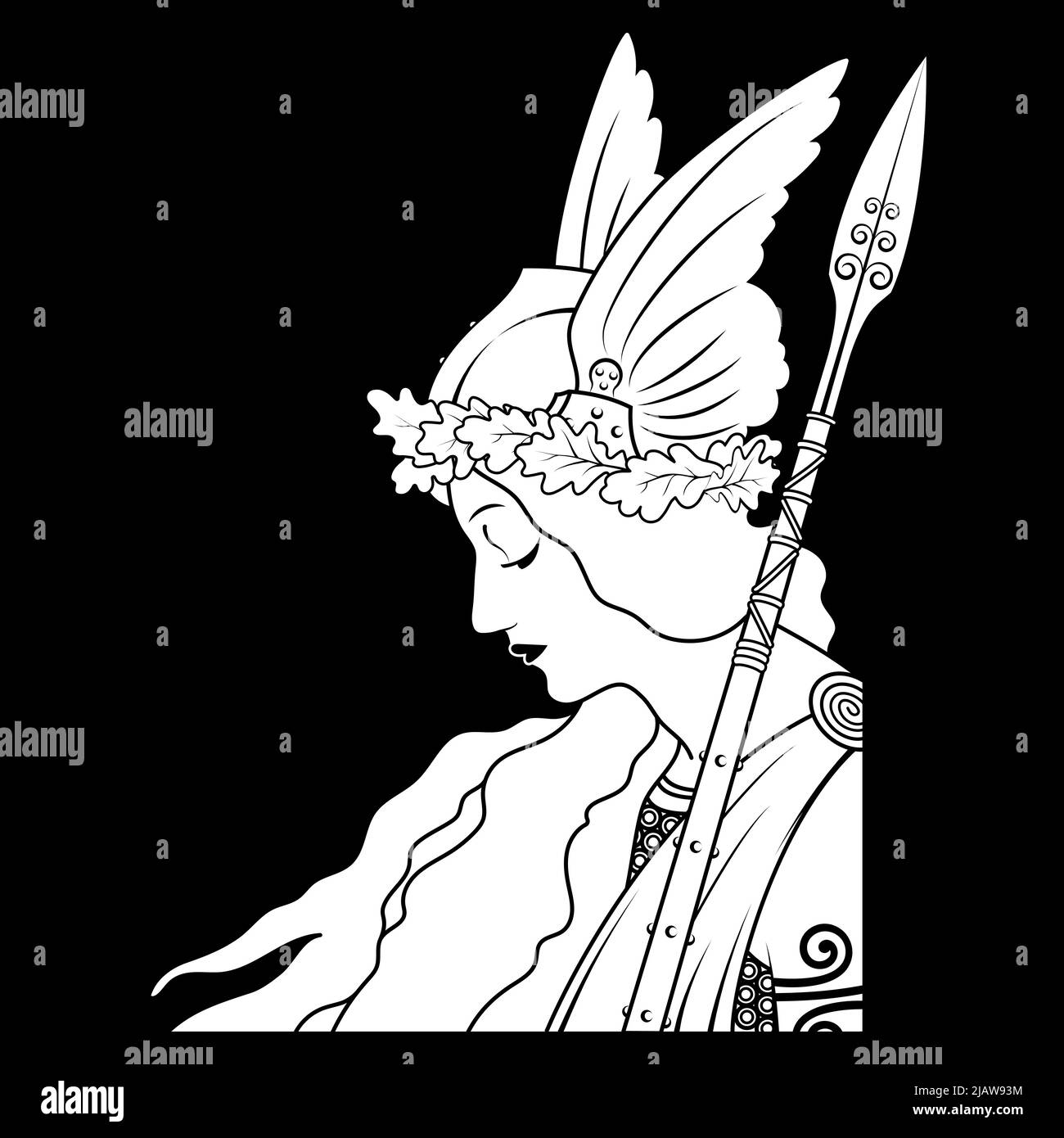 Valkyrie, illustration de la mythologie scandinave, dessinée dans le ...