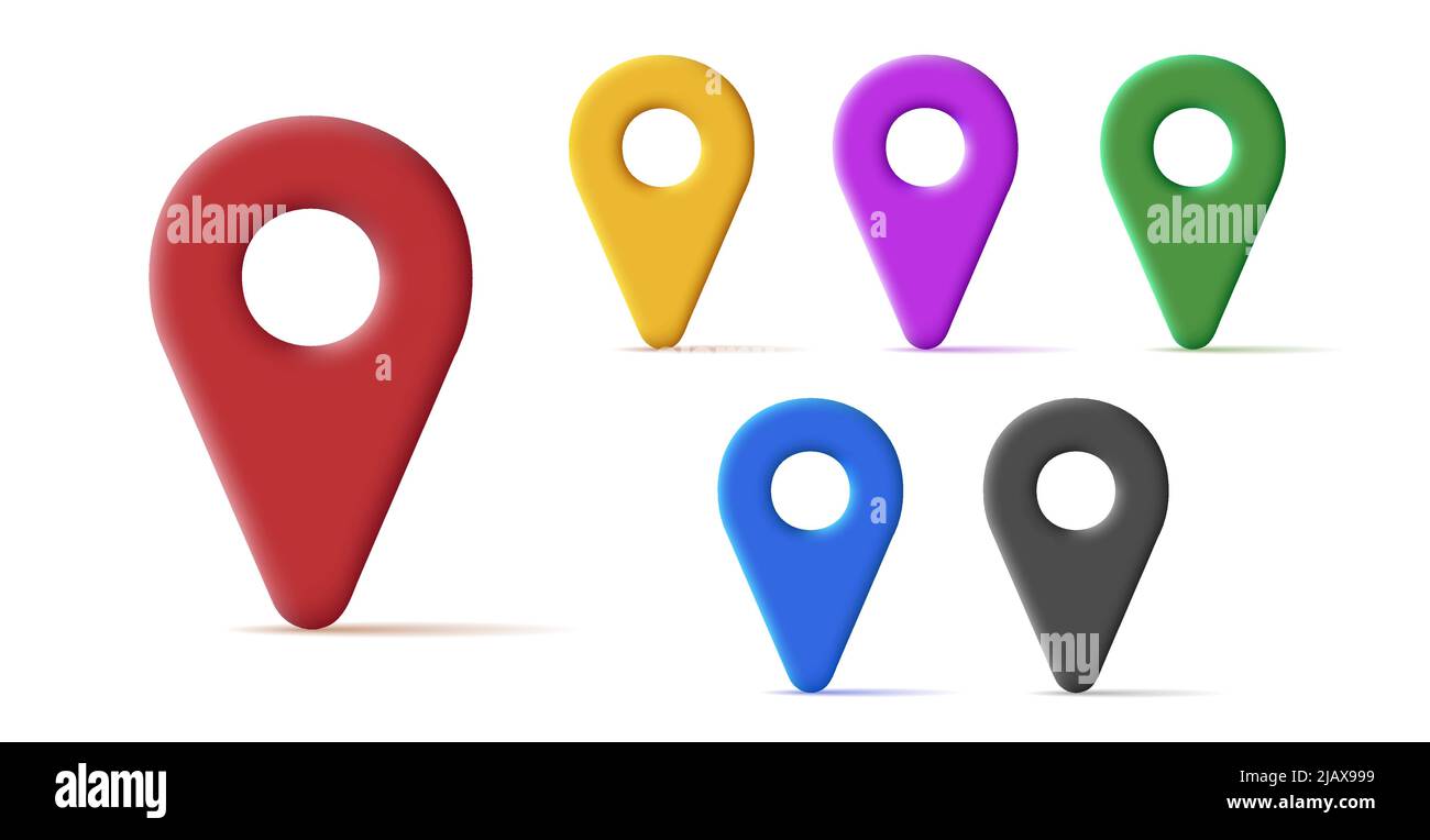 ensemble de 3d icônes de symbole gps ou balise géographique de ...