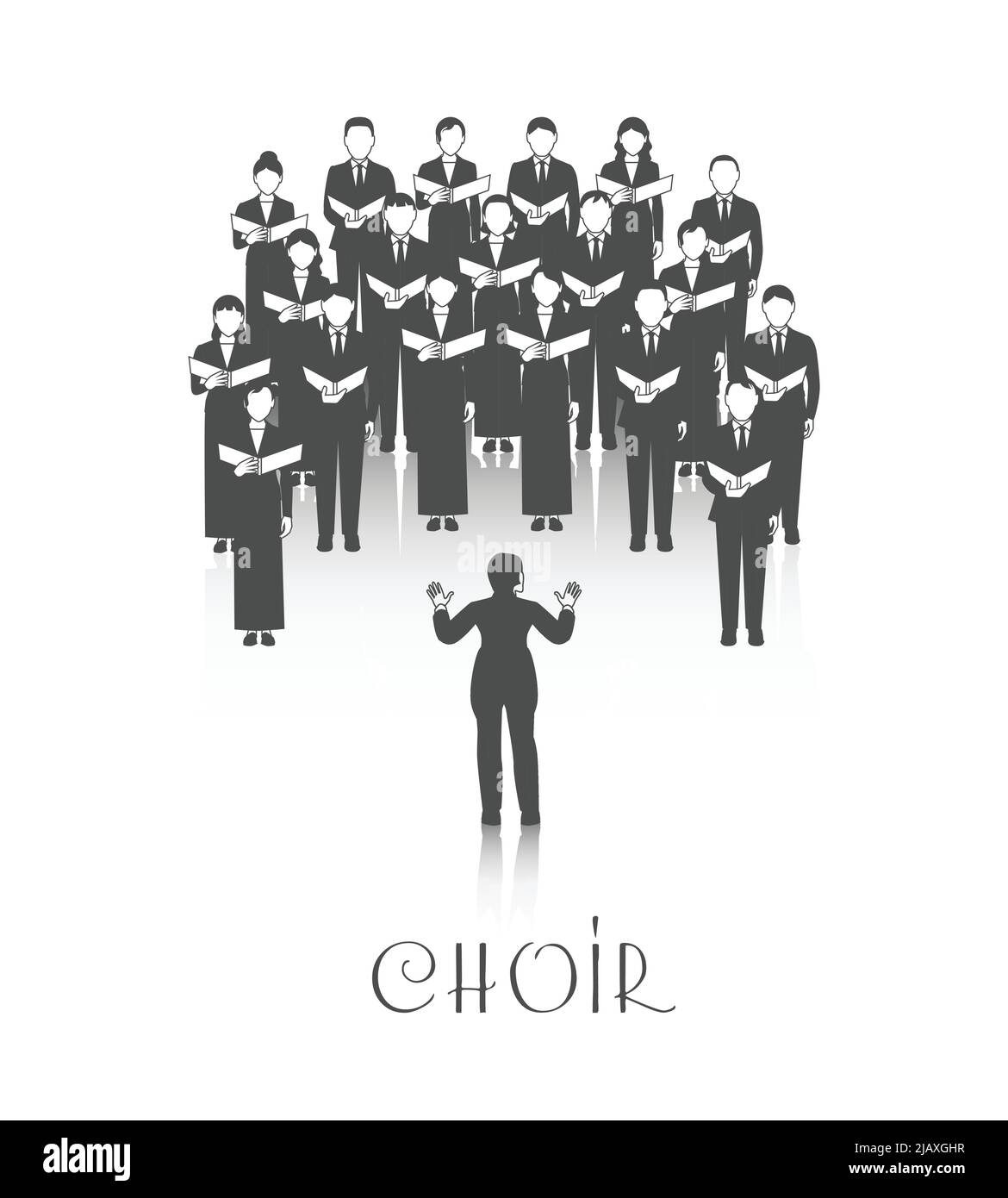 Représentation de chœur classique avec partitions de musique dirigée ...