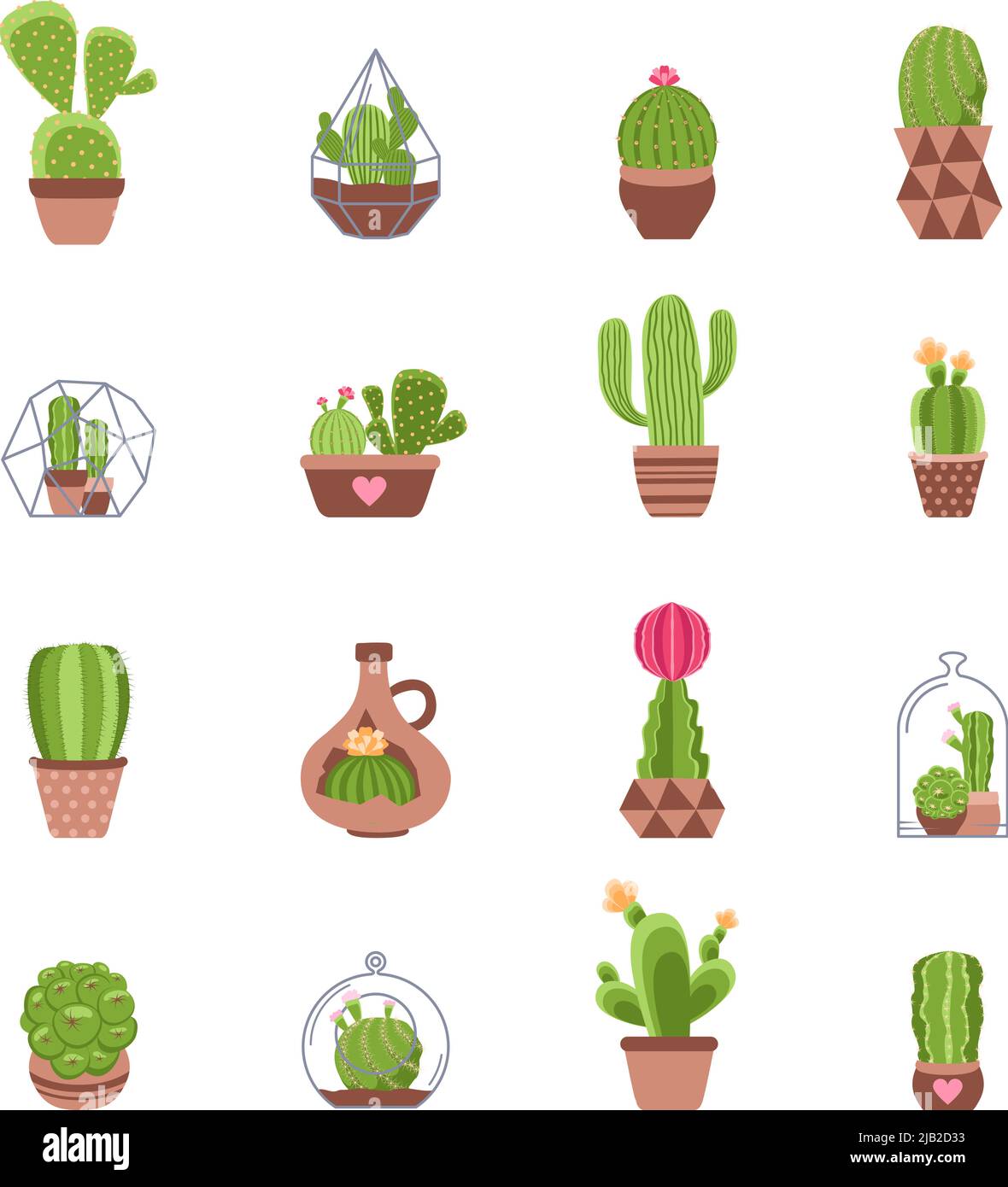 Différents types de cactus avec des icônes de fleurs définissent l ... Différents types de cactus avec des icônes de fleurs définissent l ...