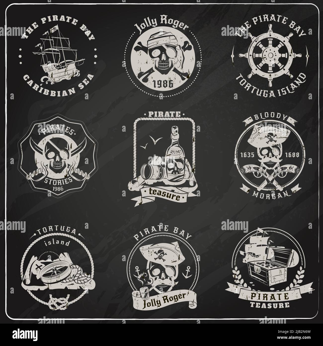 Les jeux et légendes d'histoires de pirates célèbres emblèmes ...