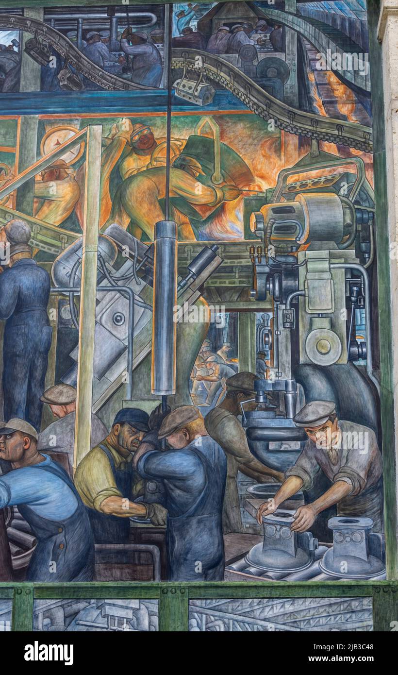 Détail, mur nord, les peintures murales de l'industrie de Detroit (1932 ...
