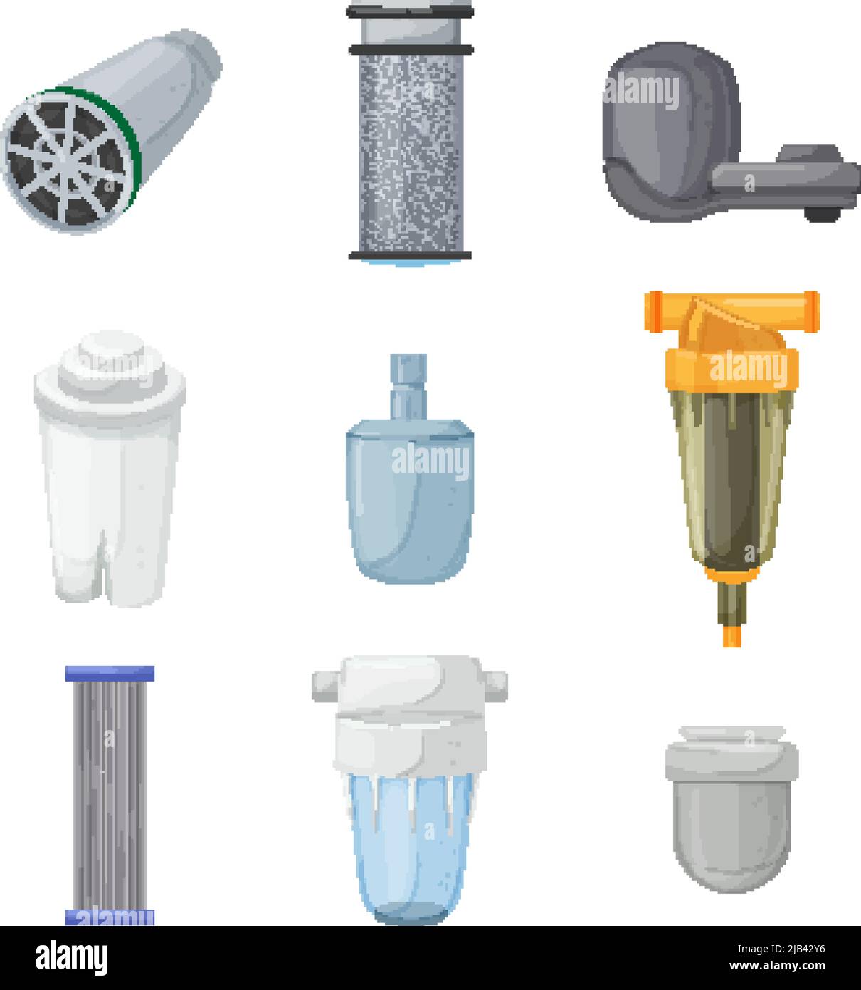 filtres à eau filtration icônes de dessin animé définir le vecteur ...