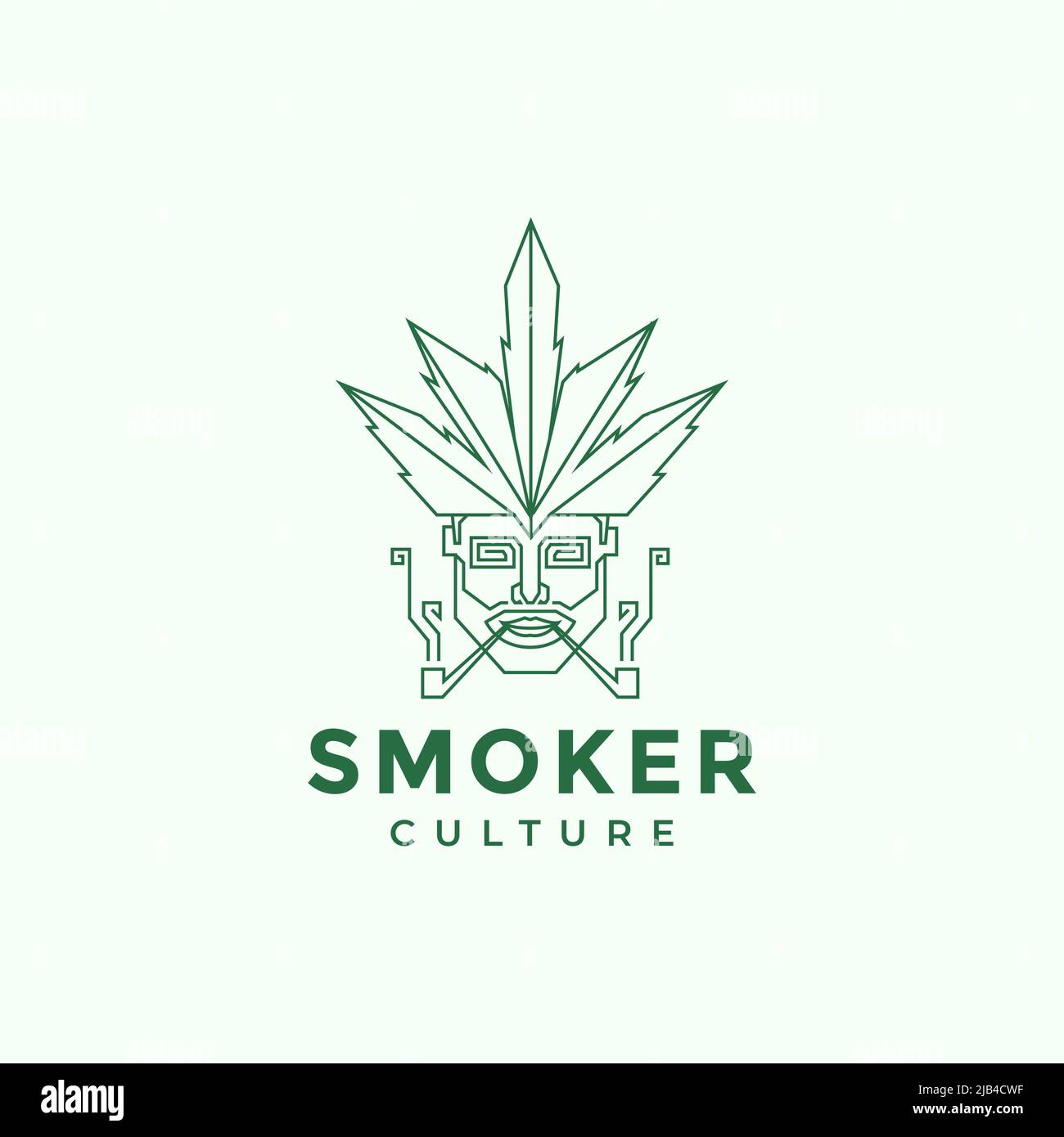 tête homme fumeur cigarette tabac logo design vecteur graphique symbole ...
