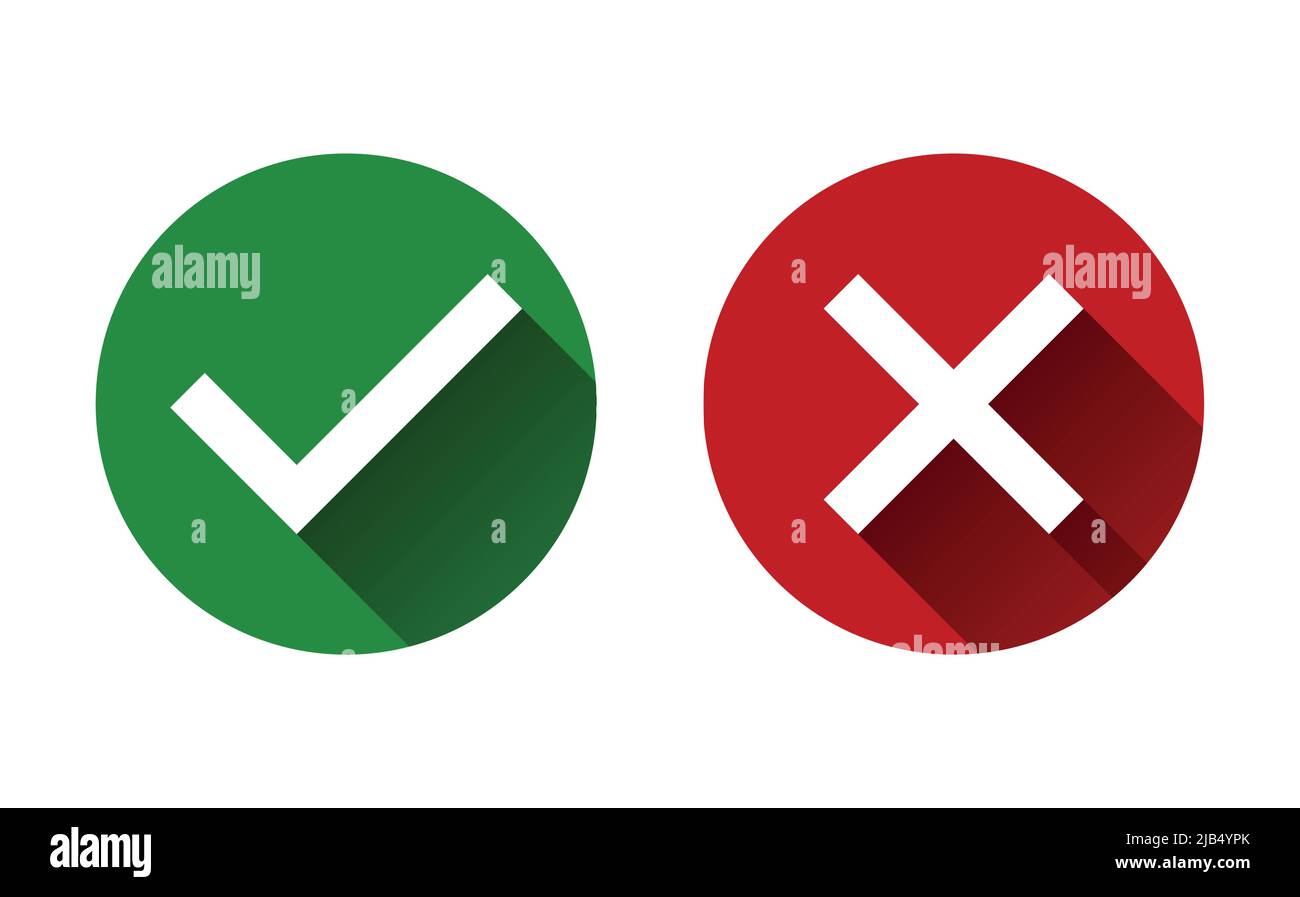 Symbole oui ou non icône, vert, rouge sur fond blanc.Illustration ...