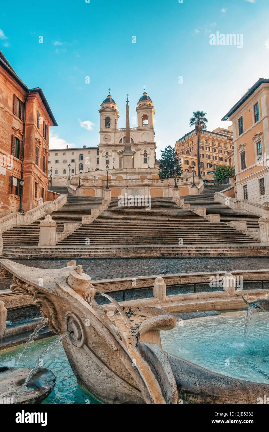 Escaliers espagnols dans Rome inhabitée, l'un des escaliers les plus ...