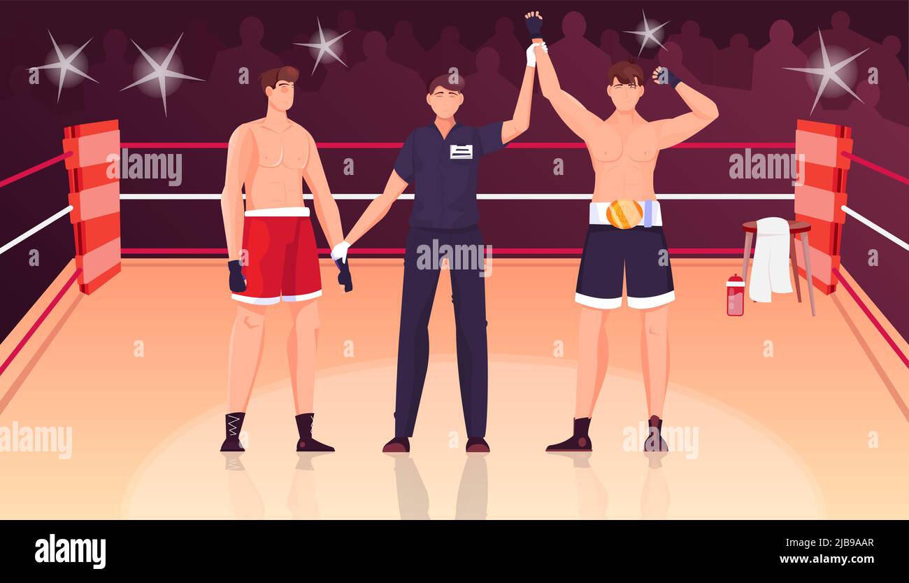 La composition plate du vainqueur juge avec vue de l'anneau de boxe ...