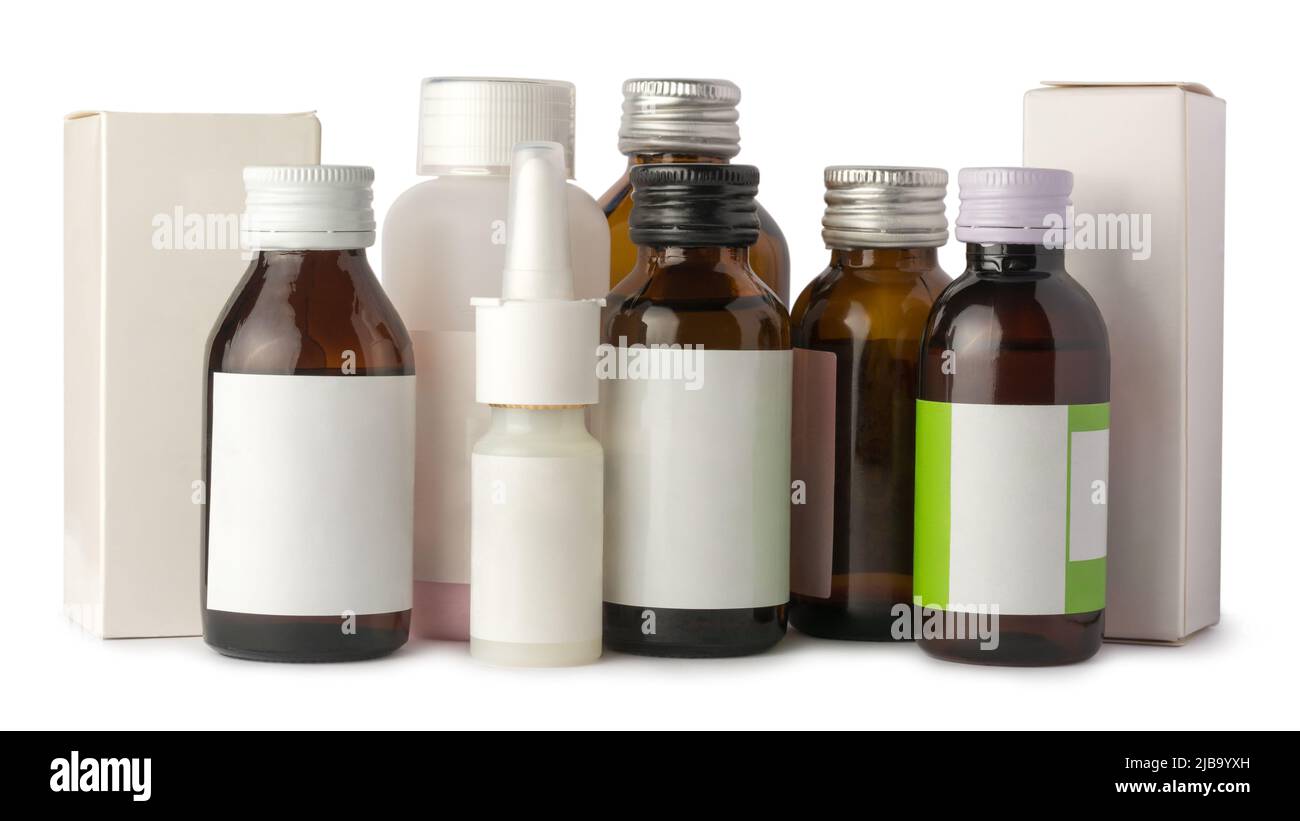 groupe de différents contenants de médicaments maquette avec des ...