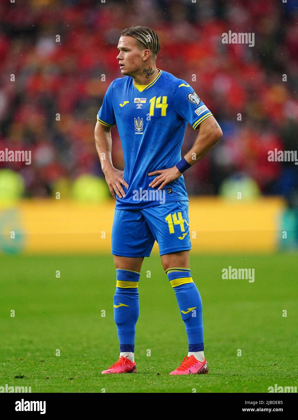 Le Mykhaylo Mudryk d'Ukraine réagit lors du match final de ...