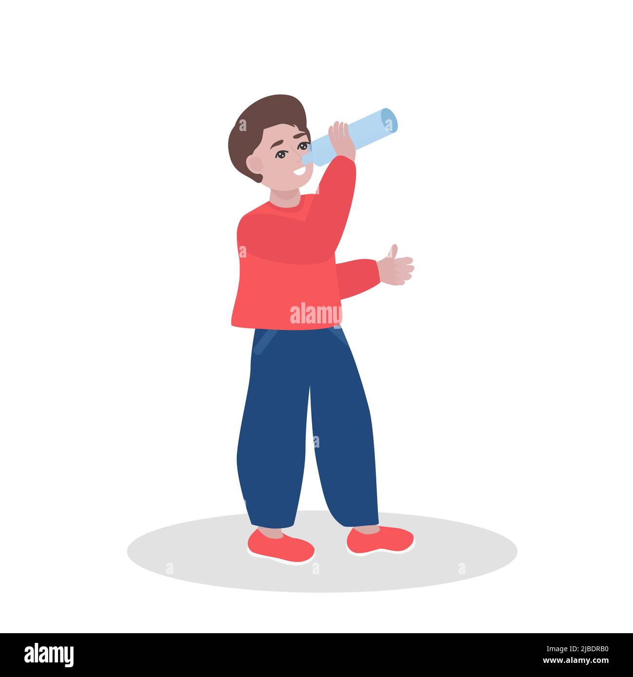 Garçon avec bouteille d'eau, dessin animé plat vecteur illustration ...