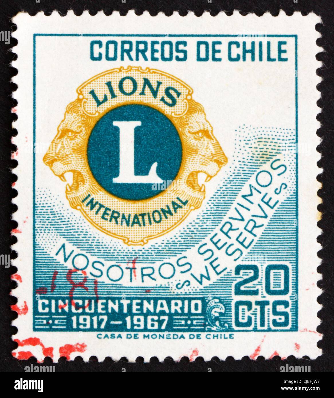 CHILI - VERS 1967 : un timbre imprimé au Chili montre Lions Emblem ...