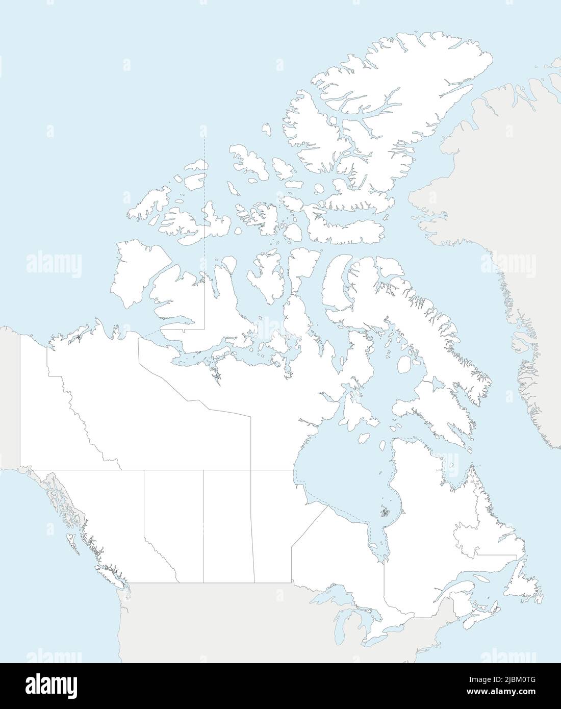 Carte vierge vectorielle du Canada avec les provinces, les territoires ...