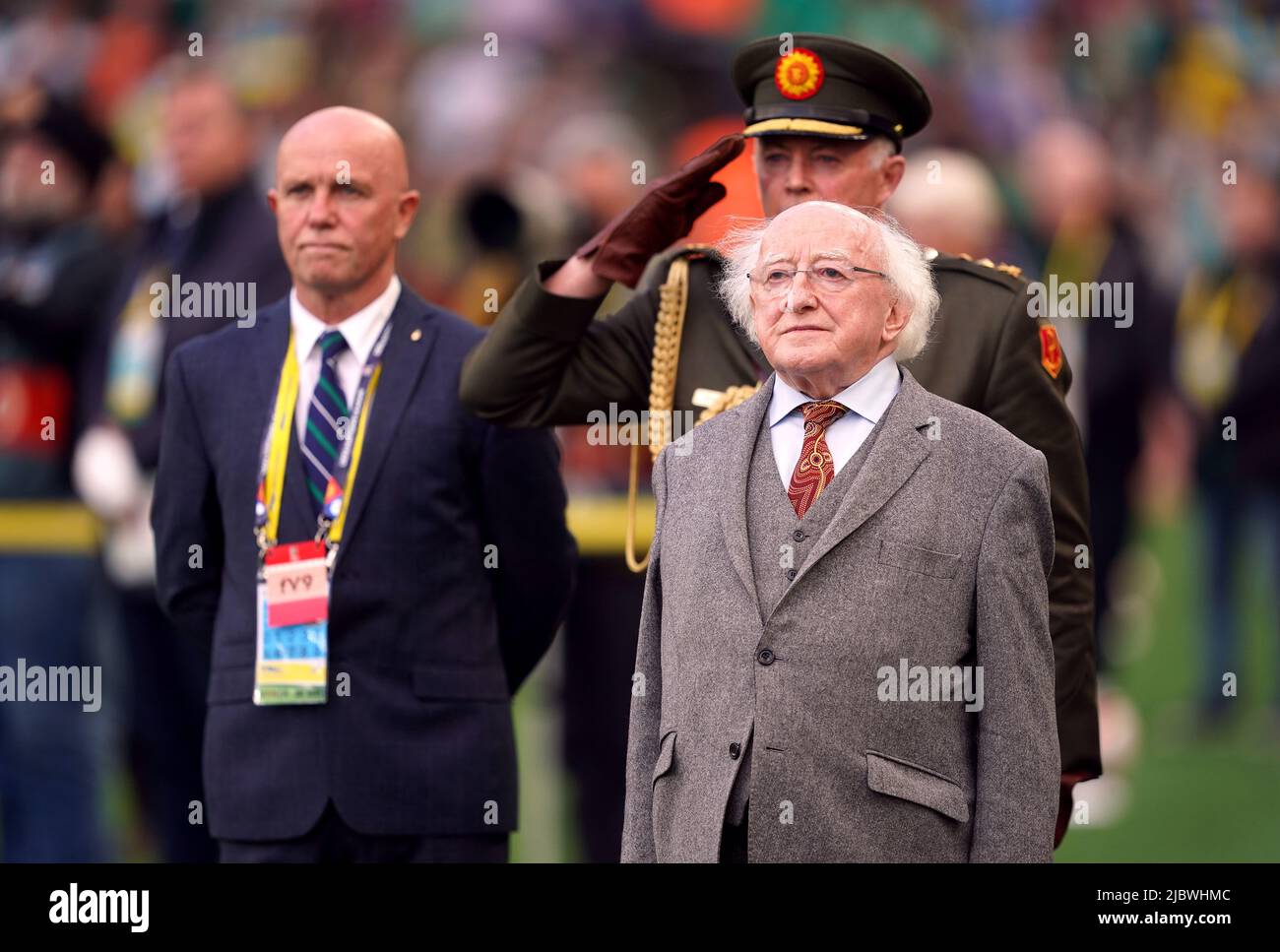 Michael D. Higgins, président de l'Irlande, lors du match de l'UEFA ...
