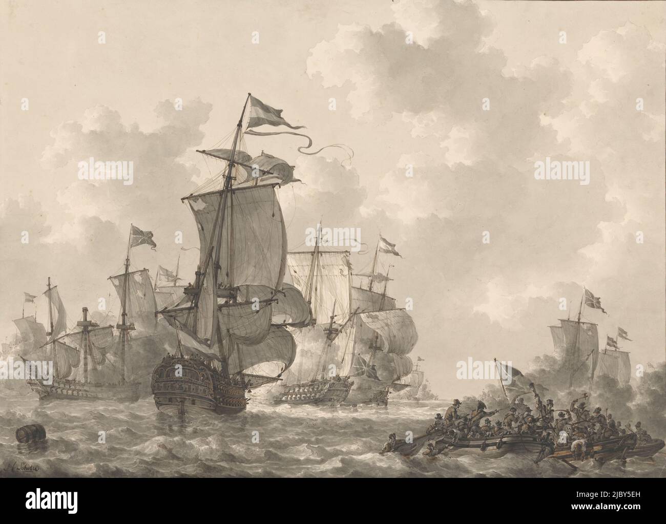 Bataille navale à Kamperduin, 1797 ans, Johannes Christiaan Schotel ...